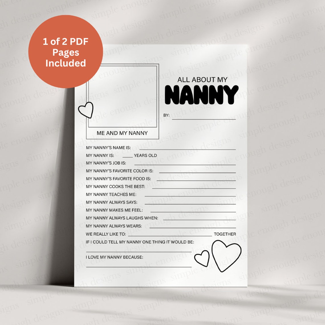 All About My Poppy Printable | Poppy Questionnaire | Nanny ...
