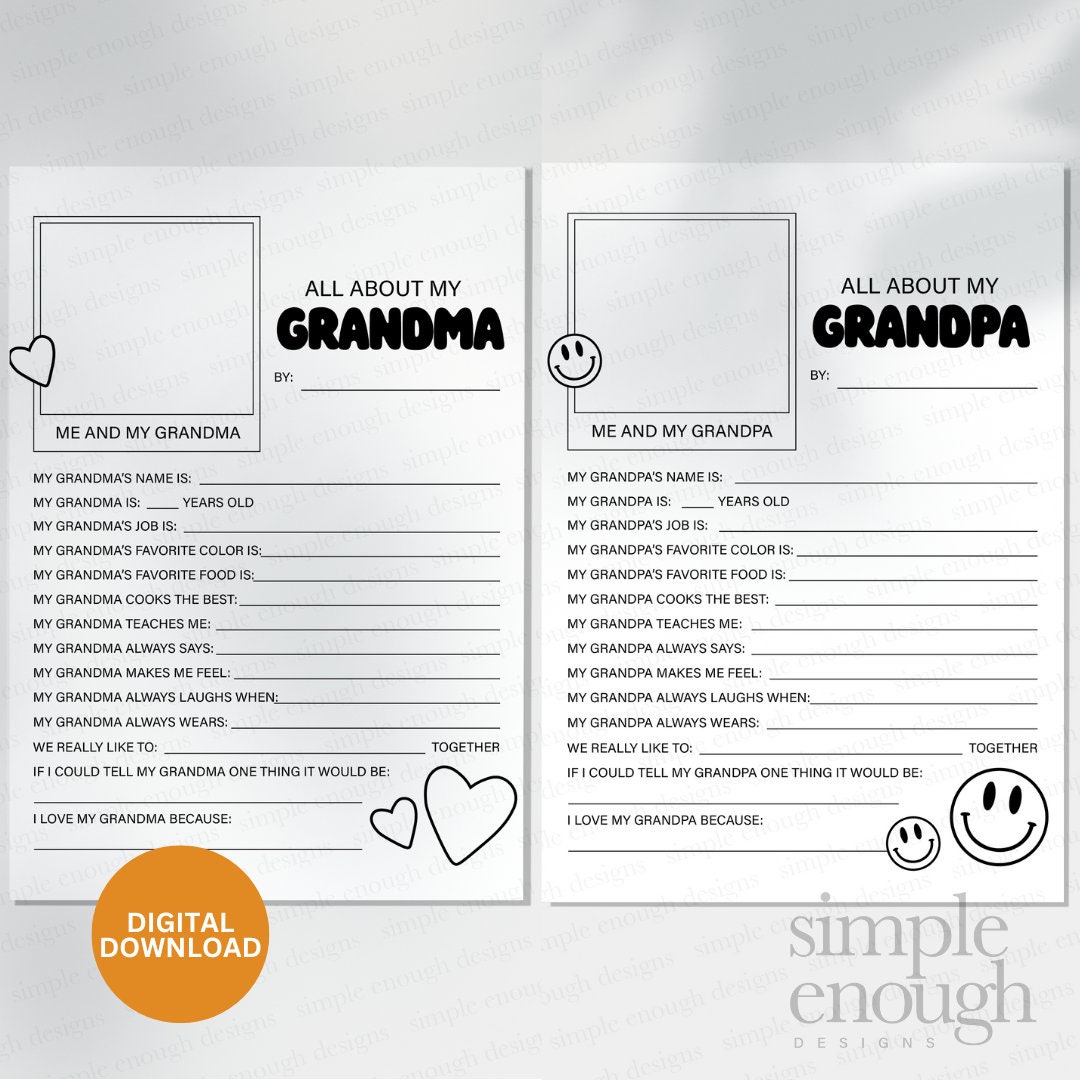All About My Grandpa Printable | Grandpa Questionnaire | Grandma ...