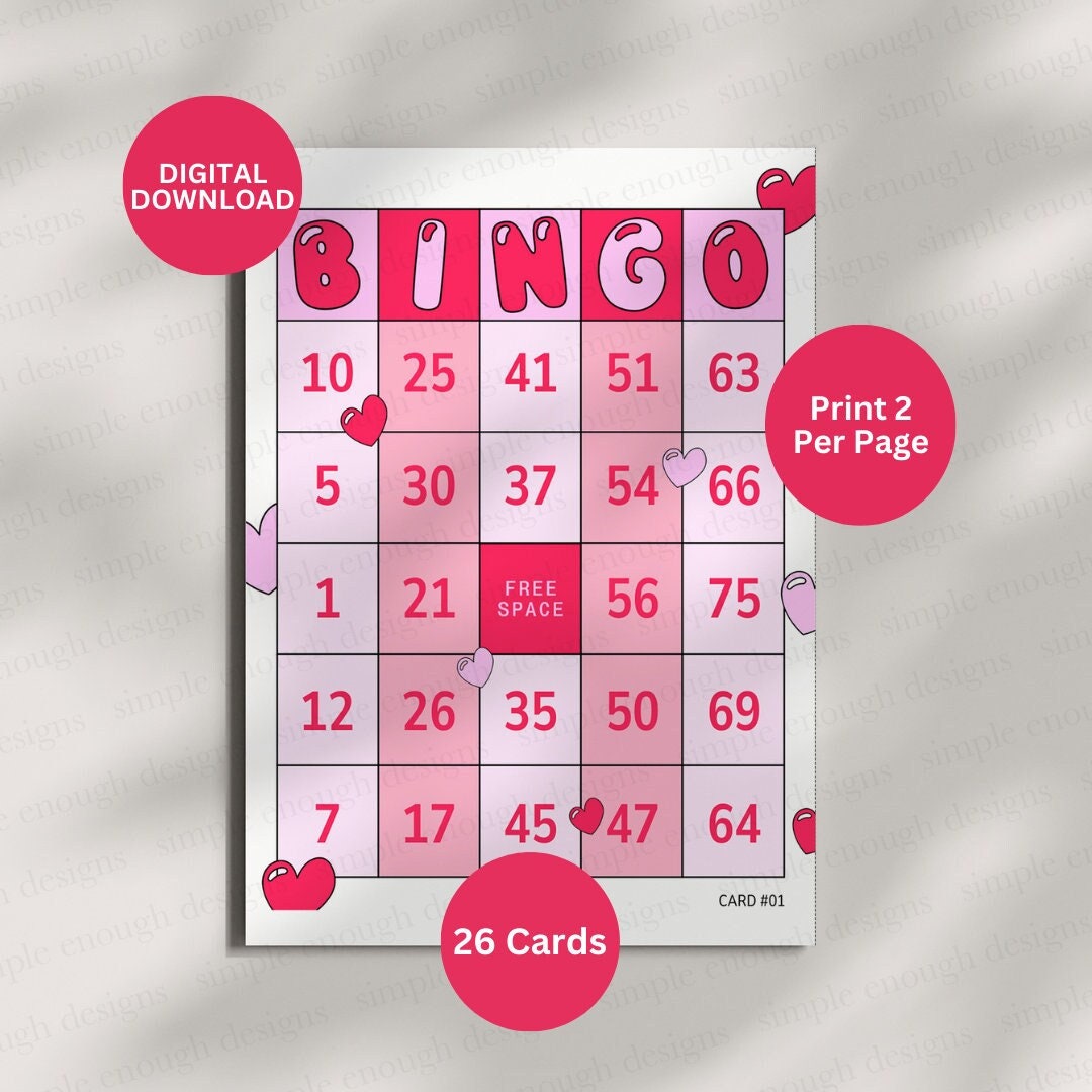 Valentines Day Bingo Cards | Valentines Bingo | Printable Valentines ...