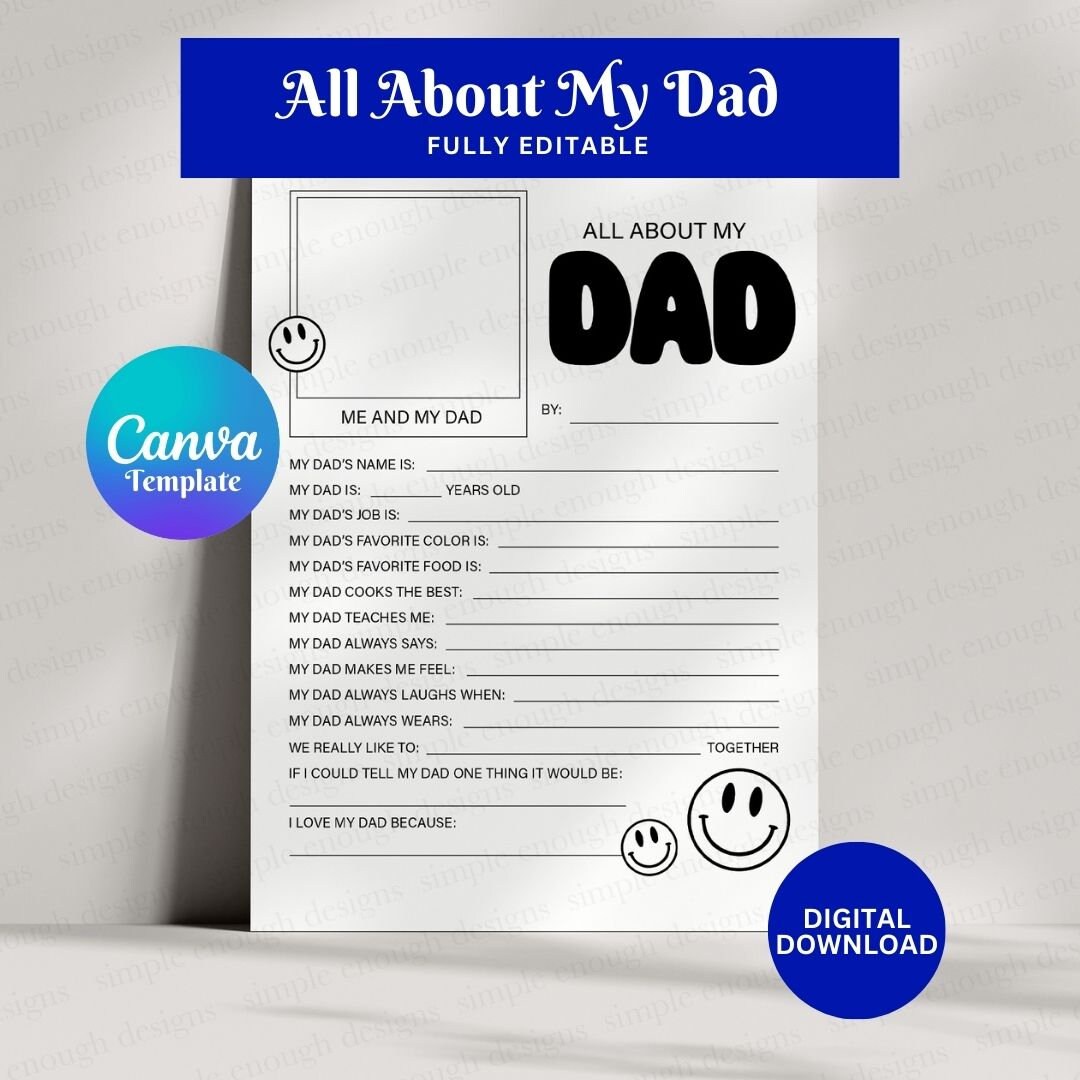 All About My Dad | Editable Father's Day Interview | Fathers Day ...