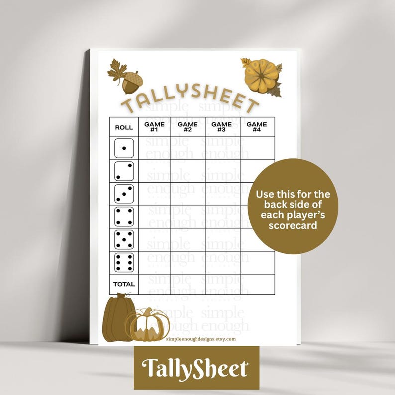 Fall November Bunco Scorecards Bunco Scorecard Fall | Autumn Digital ...