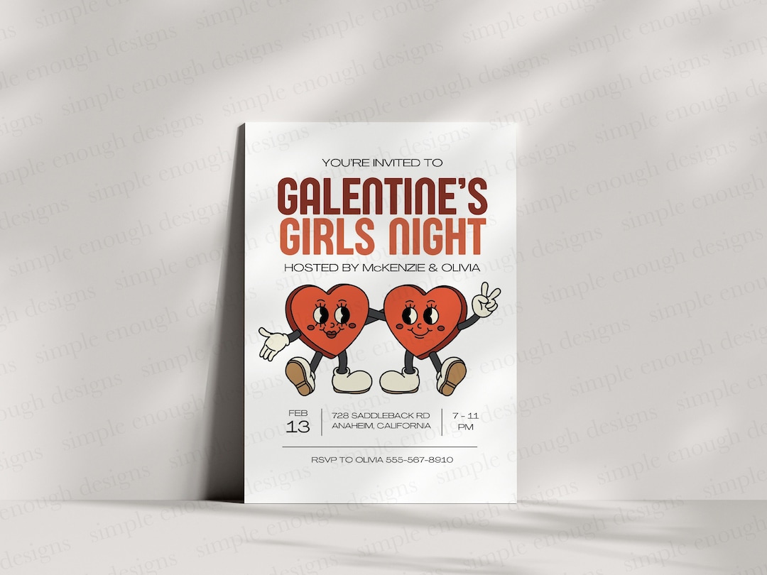 Heart Gal Pals Galentines Party Invite Galentines Invitation Valentines ...