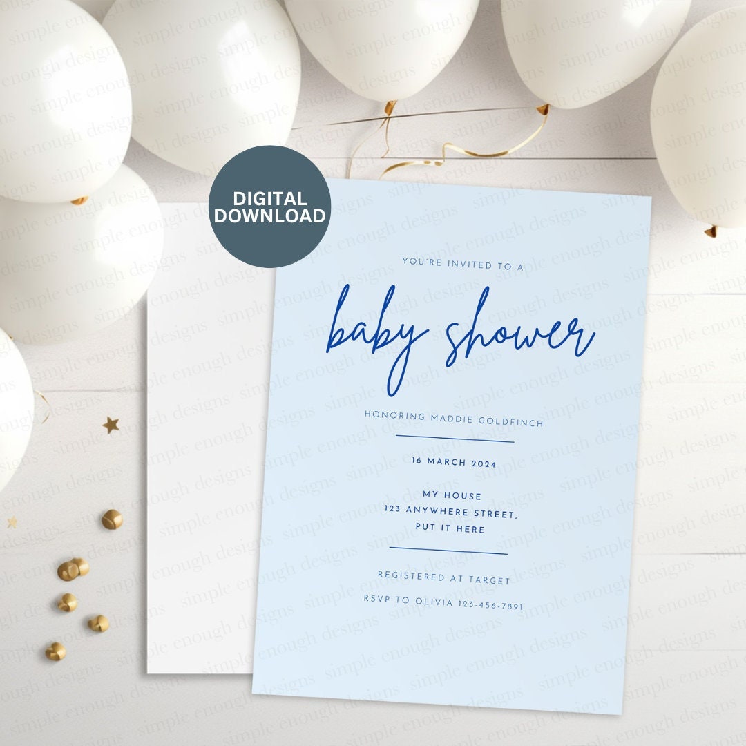Light Blue Baby Shower Invitation Babyshower Invitations for Boys Baby ...