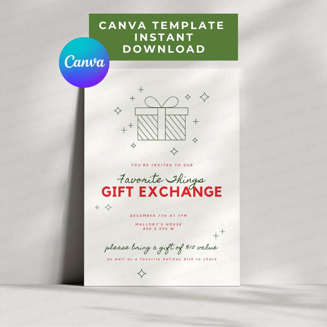 Gift Exchange Invite | Secret Santa Gift Exchange Invite | White ...