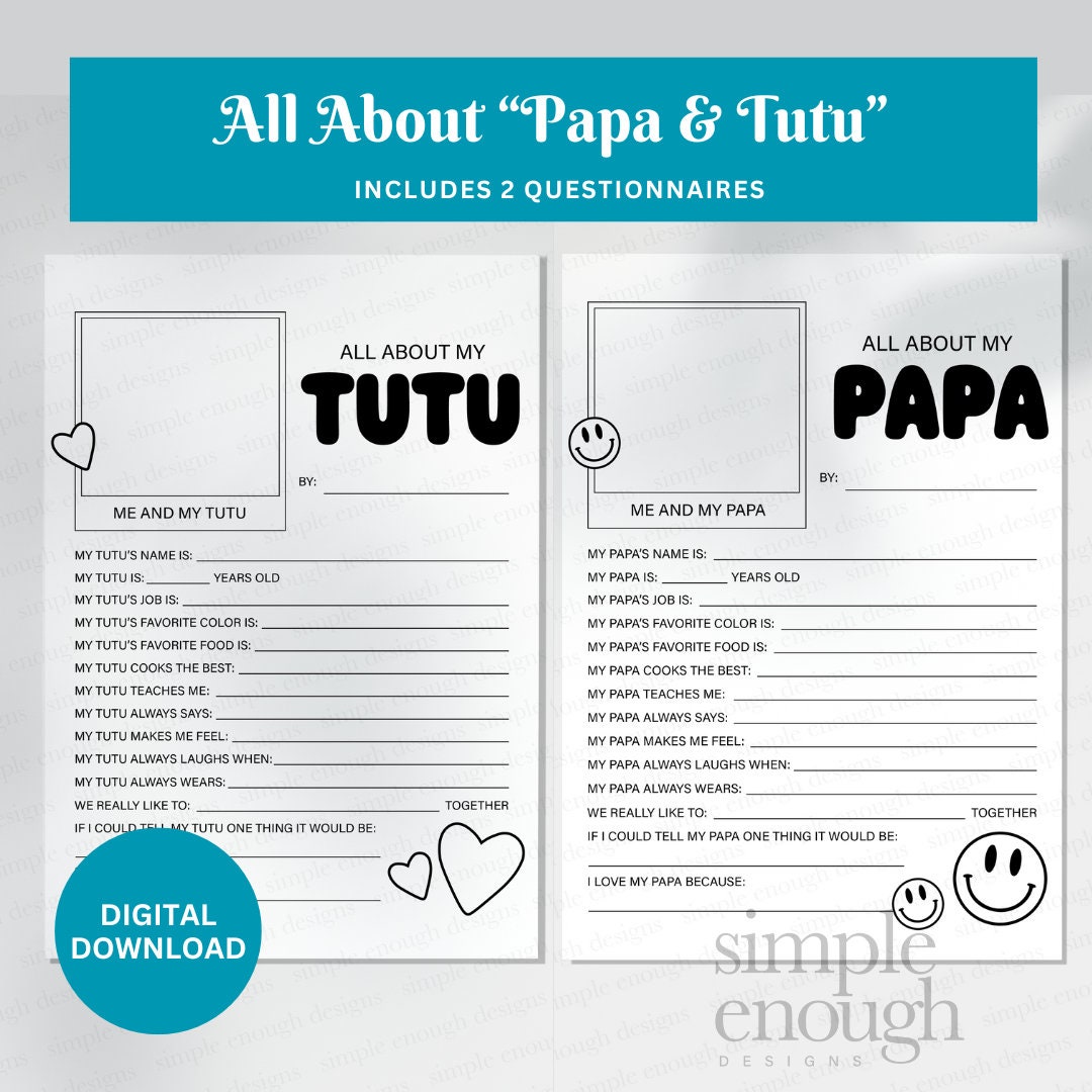All About My Papa Printable | Tutu Papa Questionnaire | All About My ...