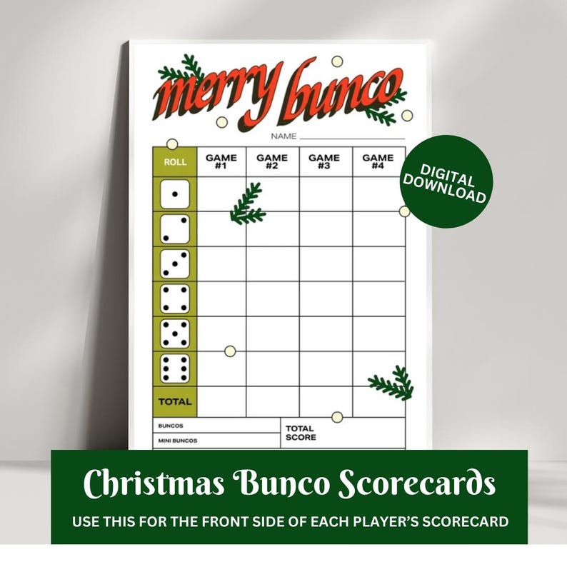Christmas Bunco Game Bunco Score Sheets Christmas Christmas Bunco Score ...
