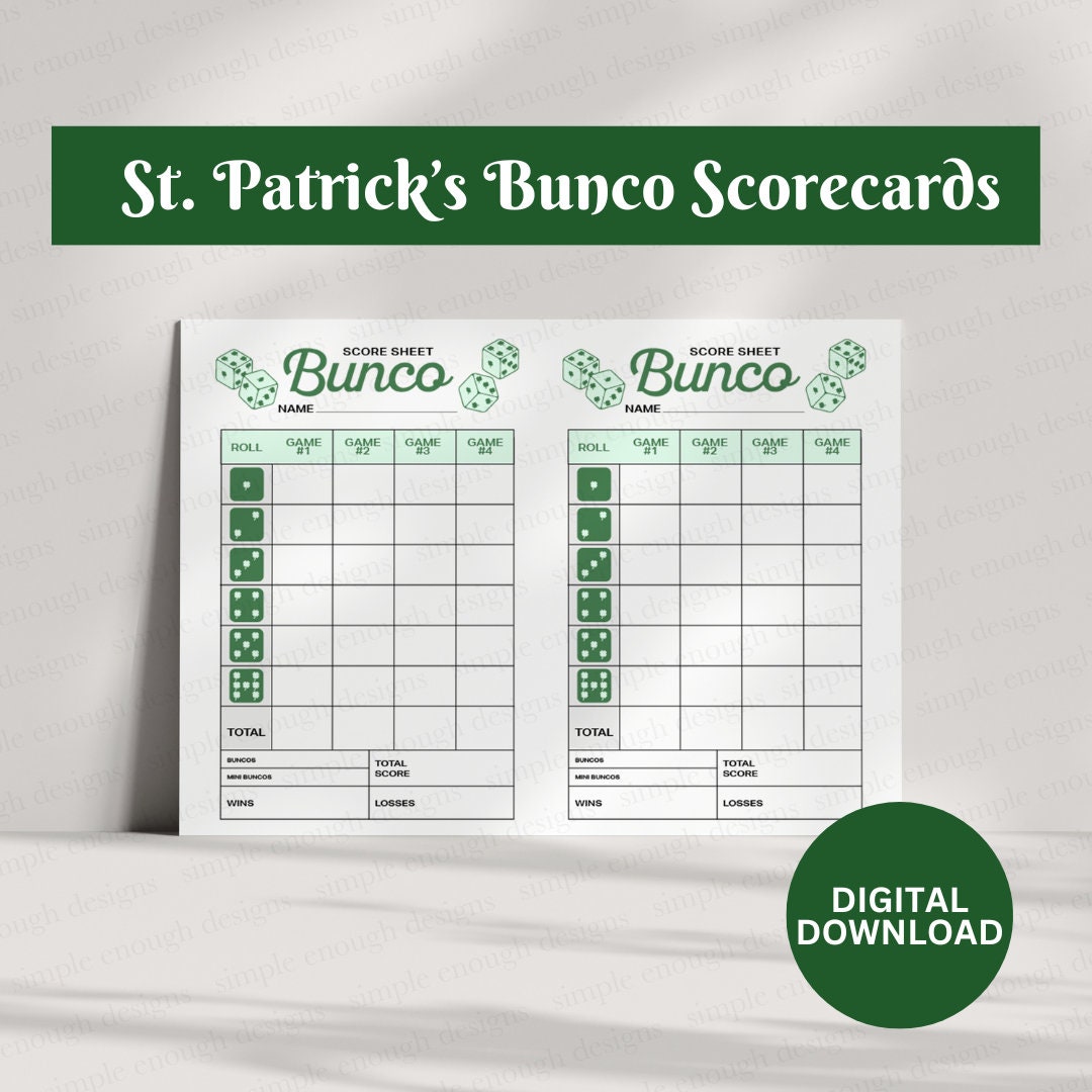 March Bunco Scorepad Only | Downloadable Bunco | Bunco Scorecard 3 ...