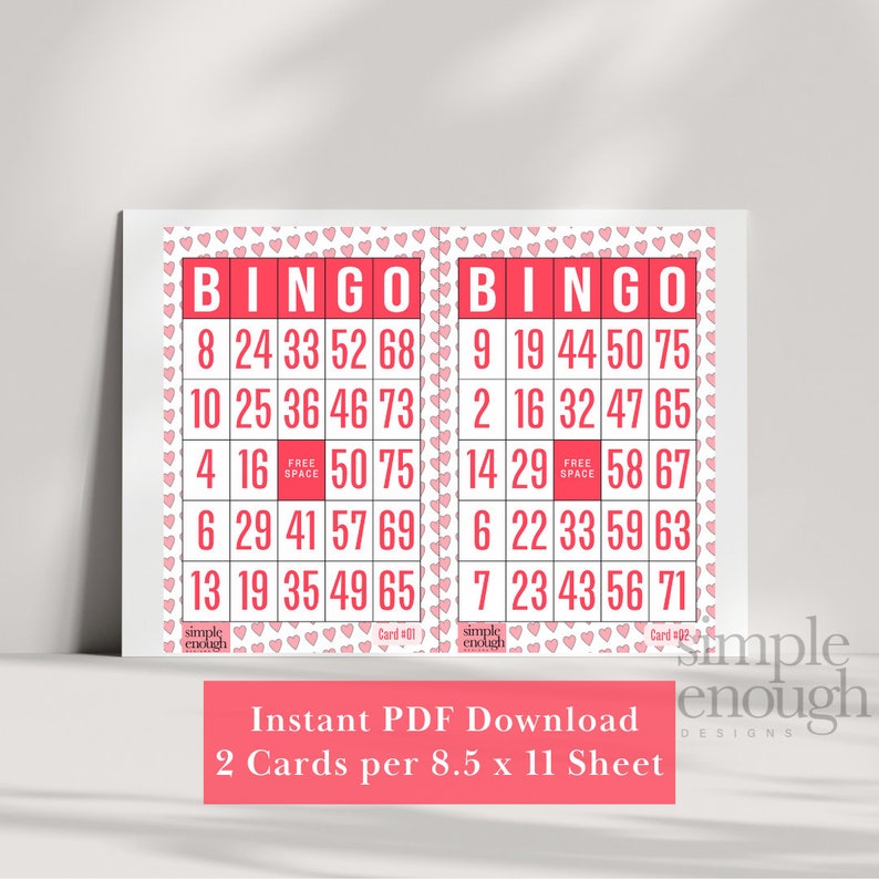 Valentines Day Bingo Cards | Printable Valentines Bingo| Valentines ...