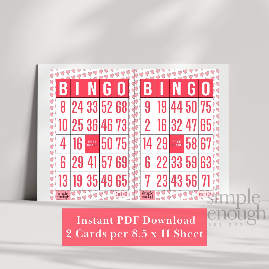 Valentines Day Bingo Cards | Printable Valentines Bingo| Valentines ...