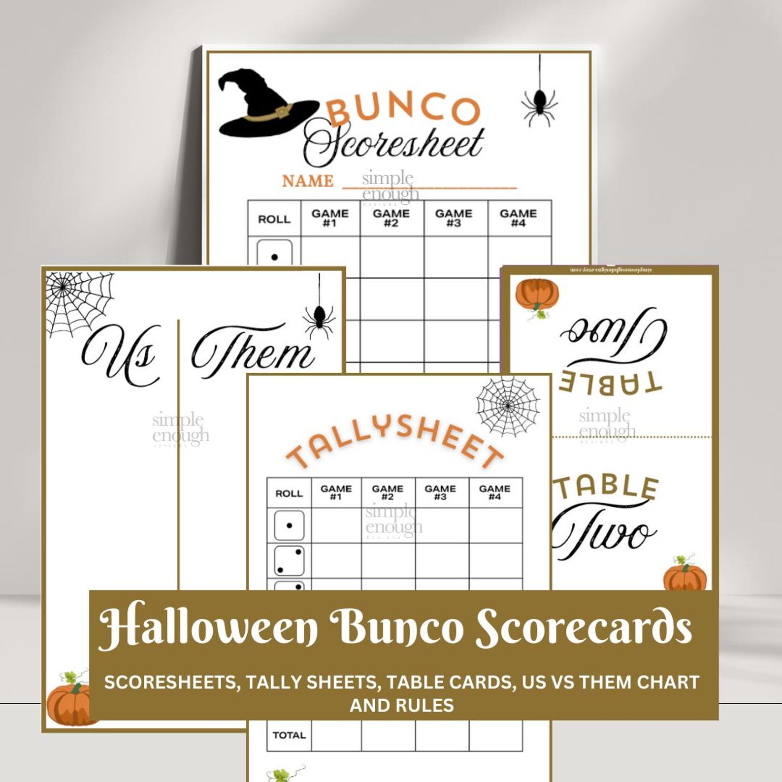 Halloween Bunco Scorecards | Digital Printable Halloween Bunco Cards ...