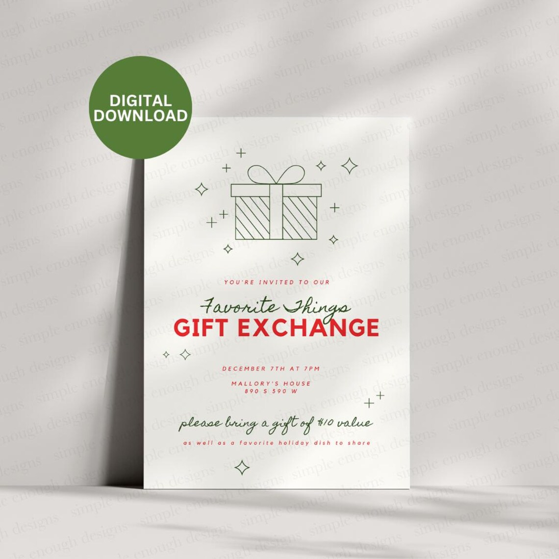 Gift Exchange Invite | Secret Santa Gift Exchange Invite | White ...