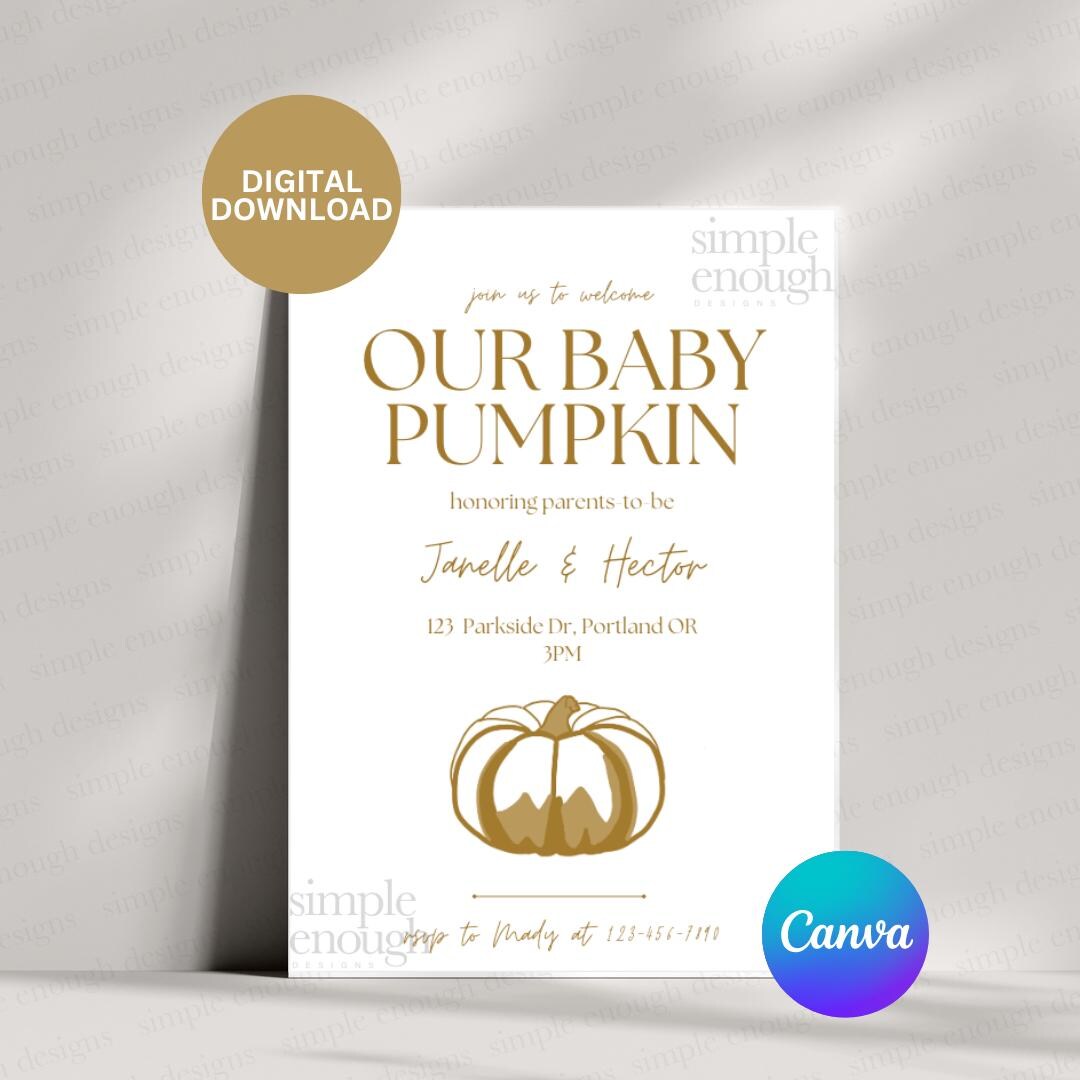 Printable Pumpkin Baby Shower Invite | Little Pumpkin Baby Shower ...