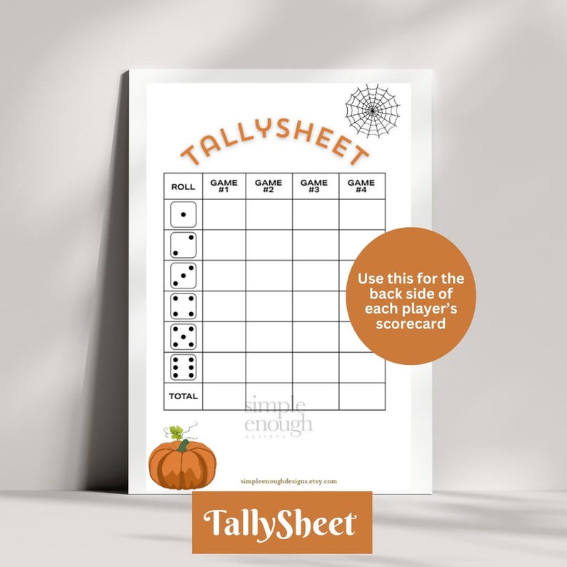 Halloween Bunco Scorecards | Digital Printable Halloween Bunco Cards ...