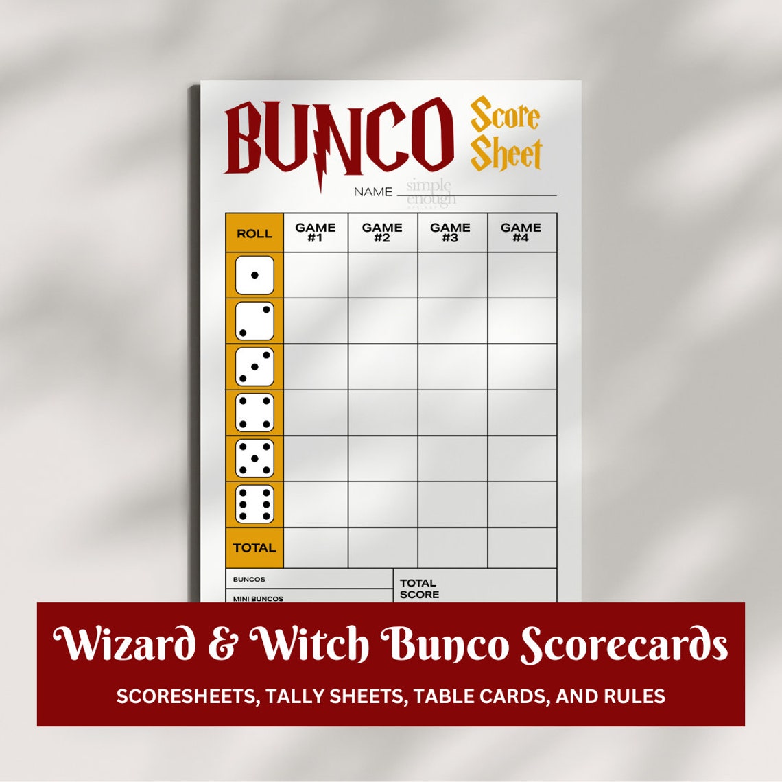 Witch Wizard Bunco Cards | Digital Printable Bunco Cards | Digital ...