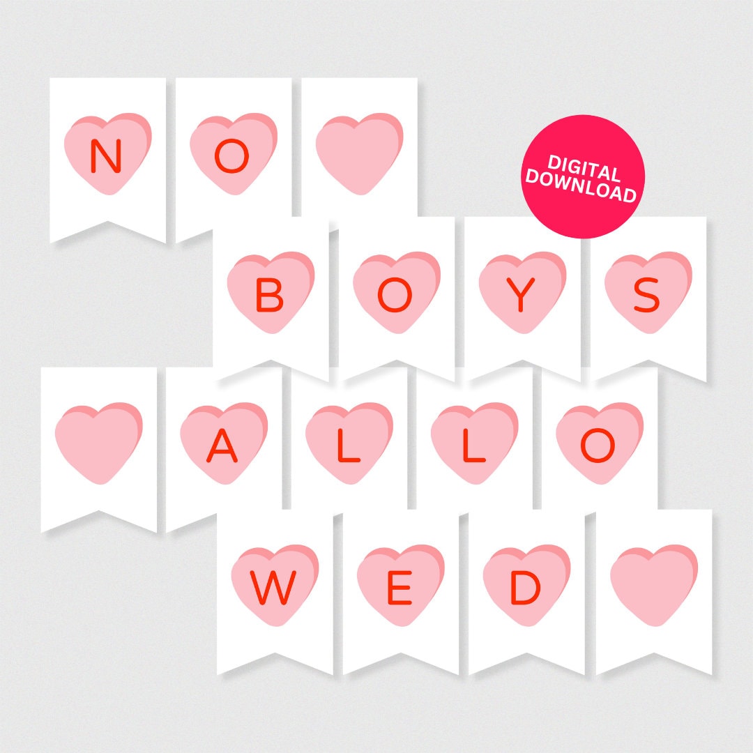 No Boys Allowed Banner | Printable Galentine's Banner | Valentines ...