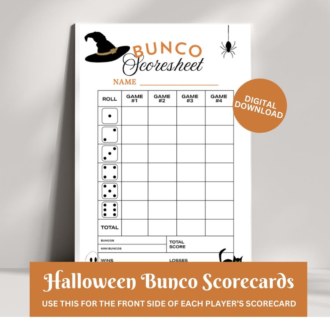 Halloween Bunco Scorecards | Digital Printable Halloween Bunco Cards ...