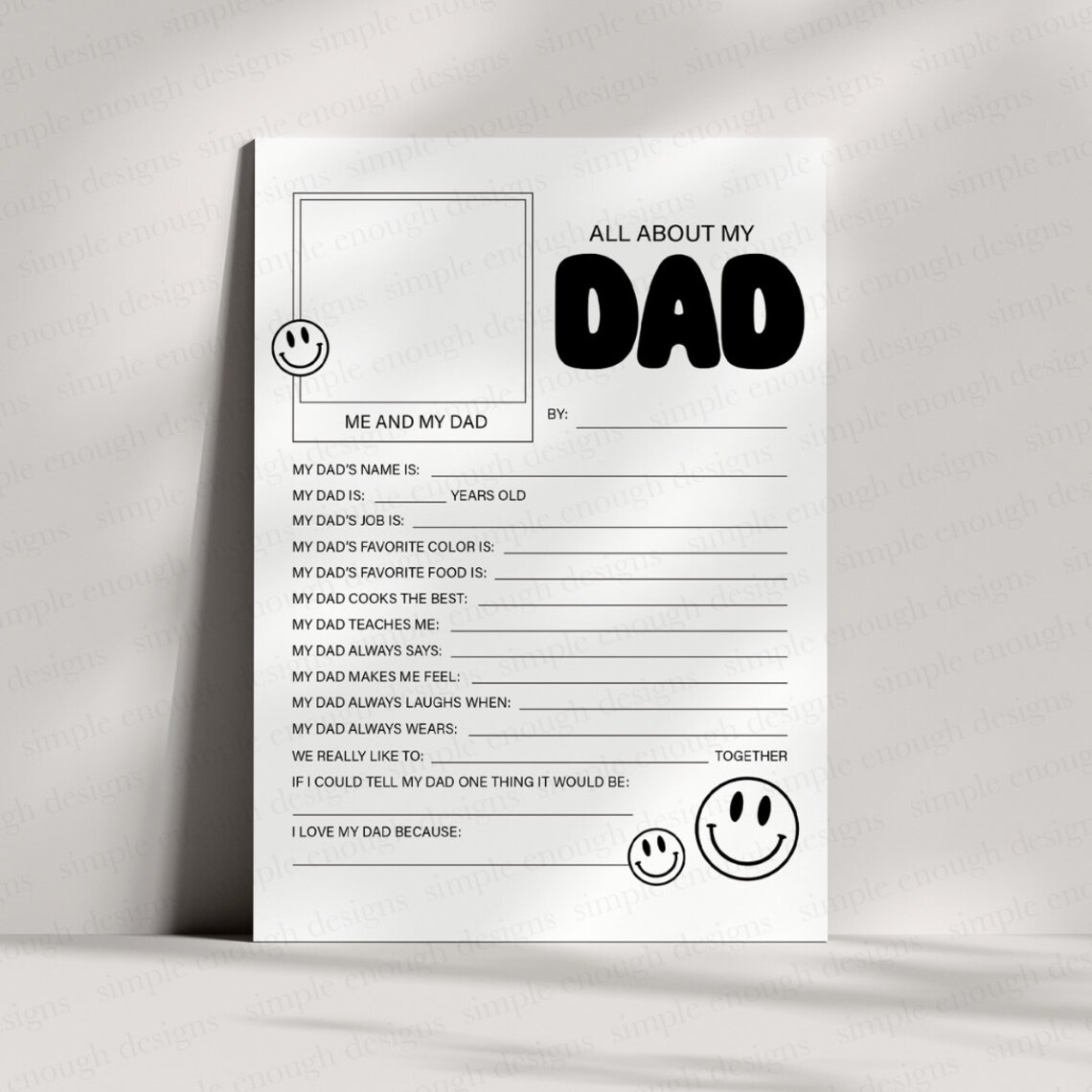 All About My Dad Printable | Father's Day Interview | Fathers Day ...