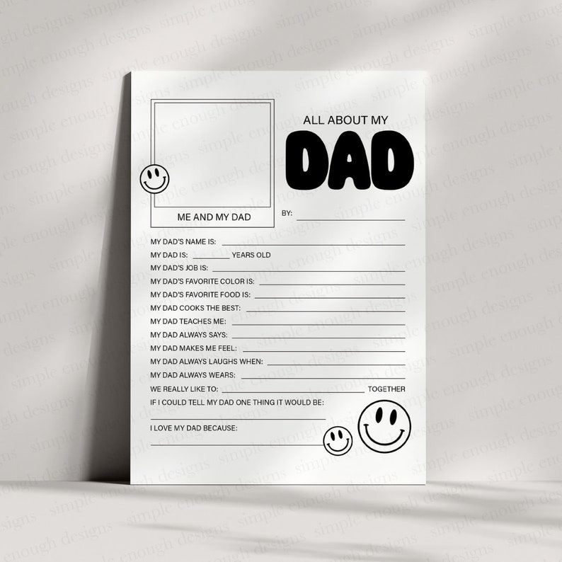All About My Dad Printable Fathers Day Interview Fathers Day