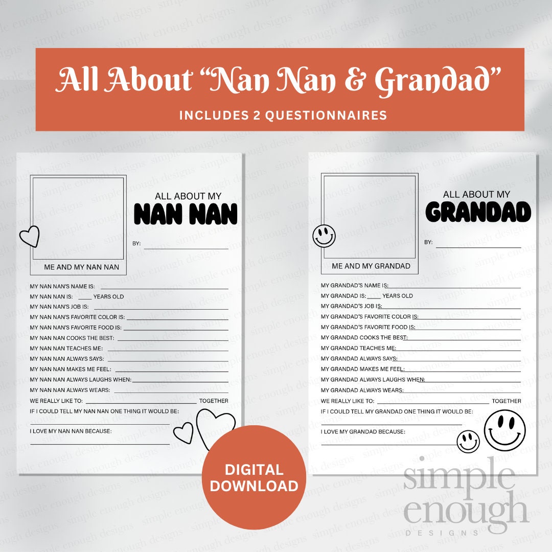 All About My Grandad Printable | Nan Nan Questionnaire | Grandad ...