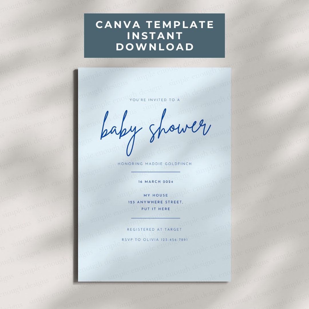 Light Blue Baby Shower Invitation Babyshower Invitations for Boys Baby ...