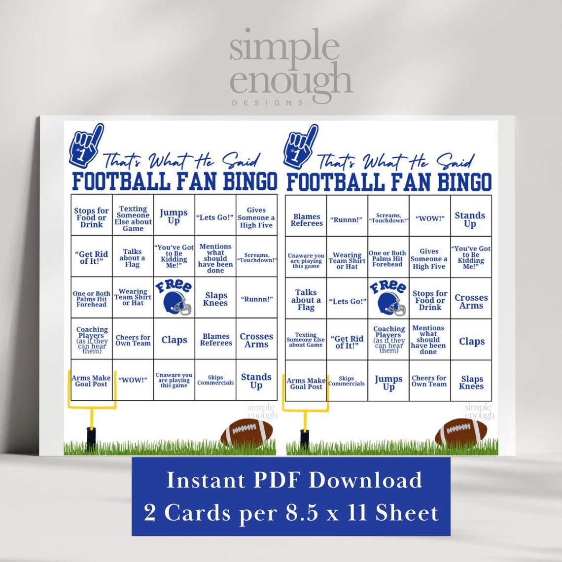 That's What He Said Bingo | Football Fan Bingo | Football Husband Bingo ...