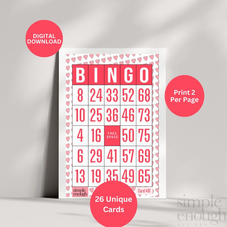 Valentines Day Bingo Cards | Printable Valentines Bingo| Valentines ...