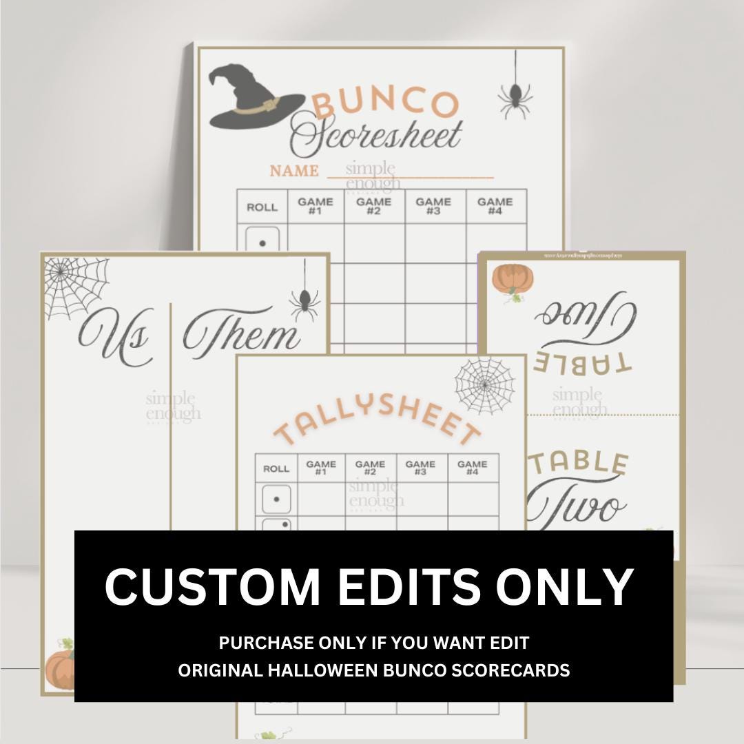 CUSTOM BUNCO EDITS* to Original Bunco Templates | Digital Printable ...