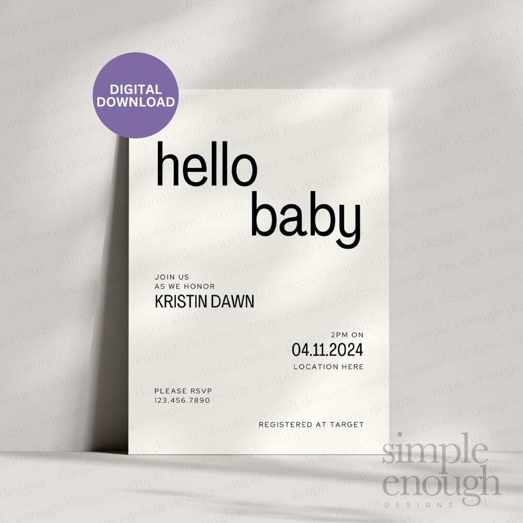Hello Baby Shower Invitation Babyshower Hello Baby Invitation ...