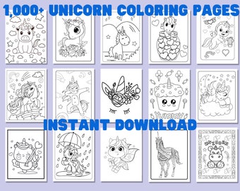 Unicorn Coloring Pages - Etsy