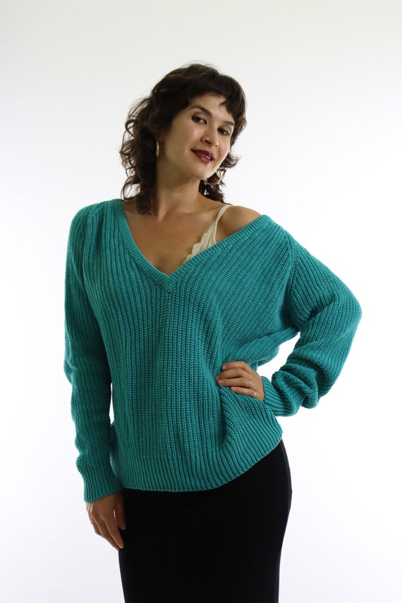 Slouchy Turquoise Vintage Express 1990's Normcore Tea… - Gem