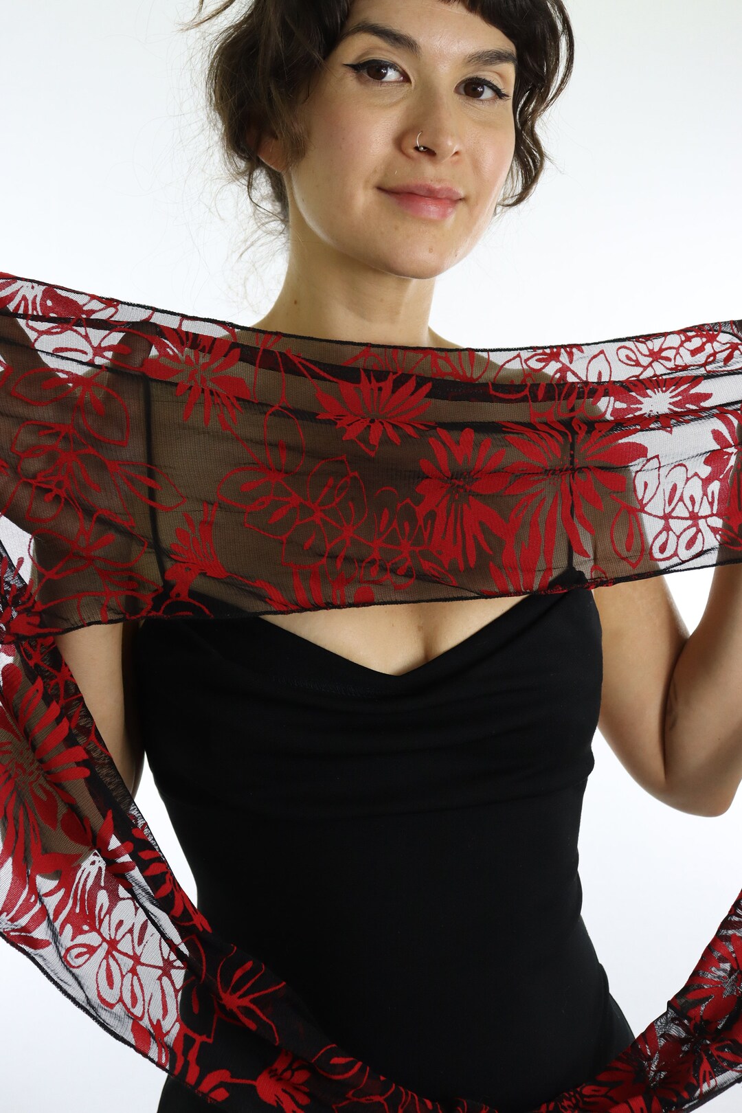 Floral Sheer Gorgeous Sheer Red Fern and Flowers 1990's - Etsy