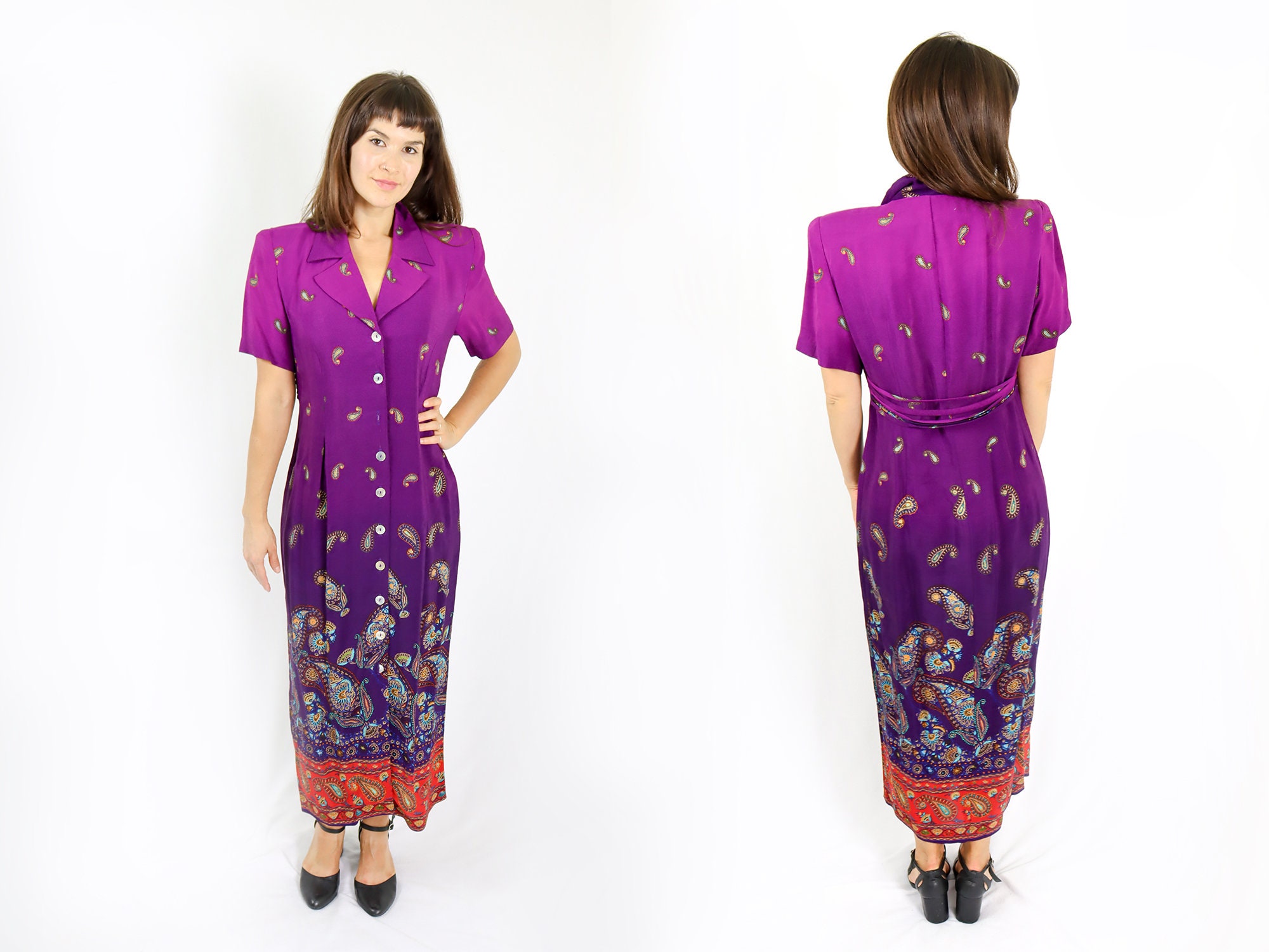 Artsy Paisley Business Wear 1980s Purple Ombre Bohemian Artsy Suit ...