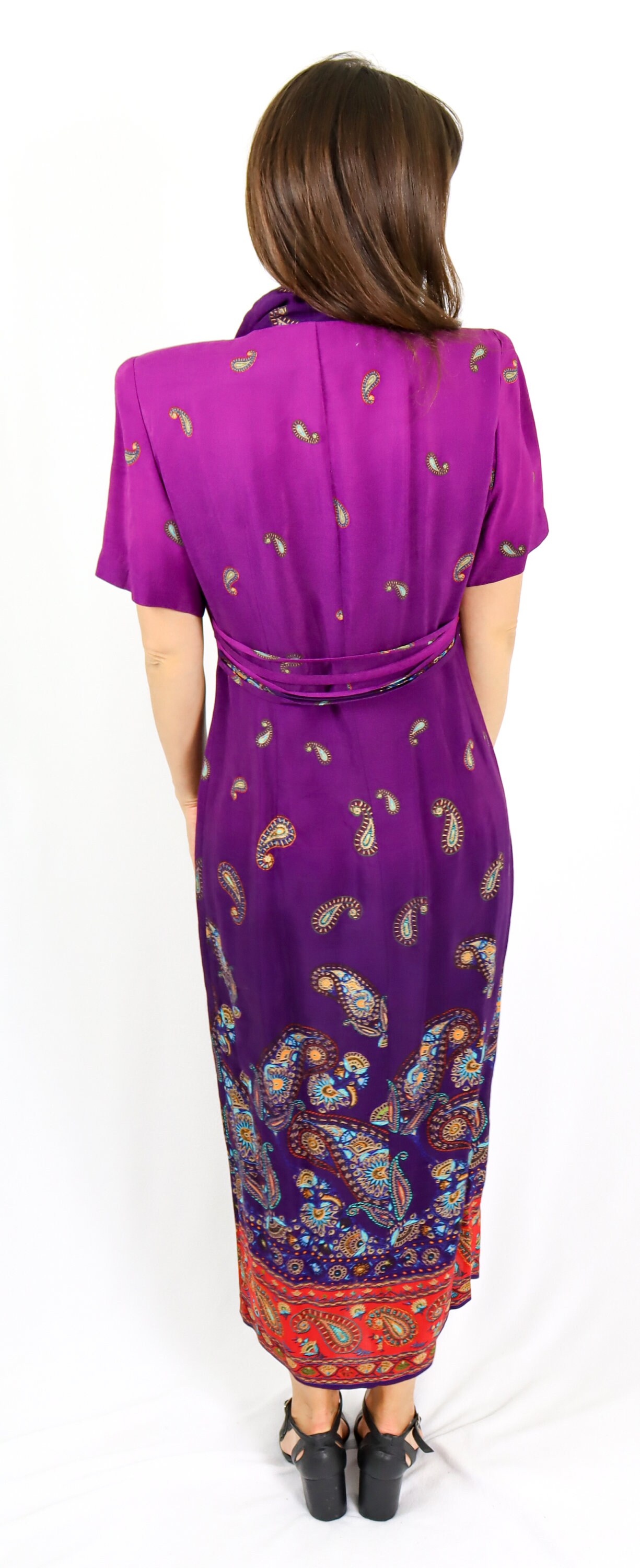 Artsy Paisley Business Wear 1980s Purple Ombre Bohemian Artsy Suit ...