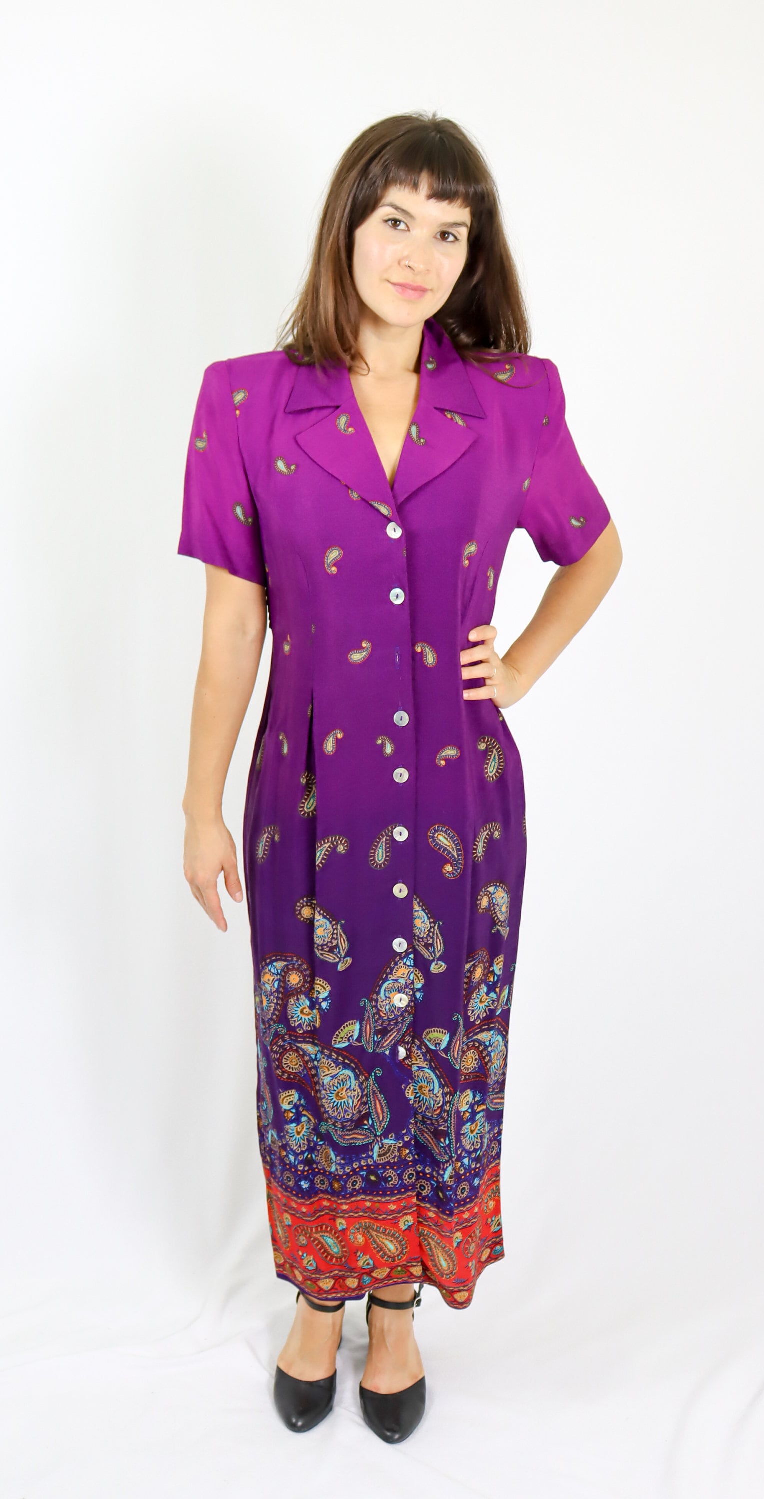 Artsy Paisley Business Wear 1980s Purple Ombre Bohemian Artsy Suit ...