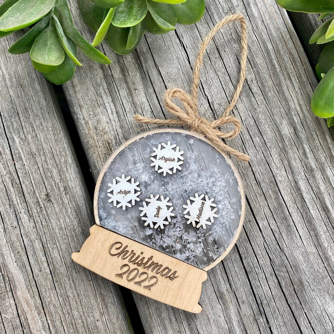 Snow Globe Family Ornament Snowflake Personalized Ornament - Etsy