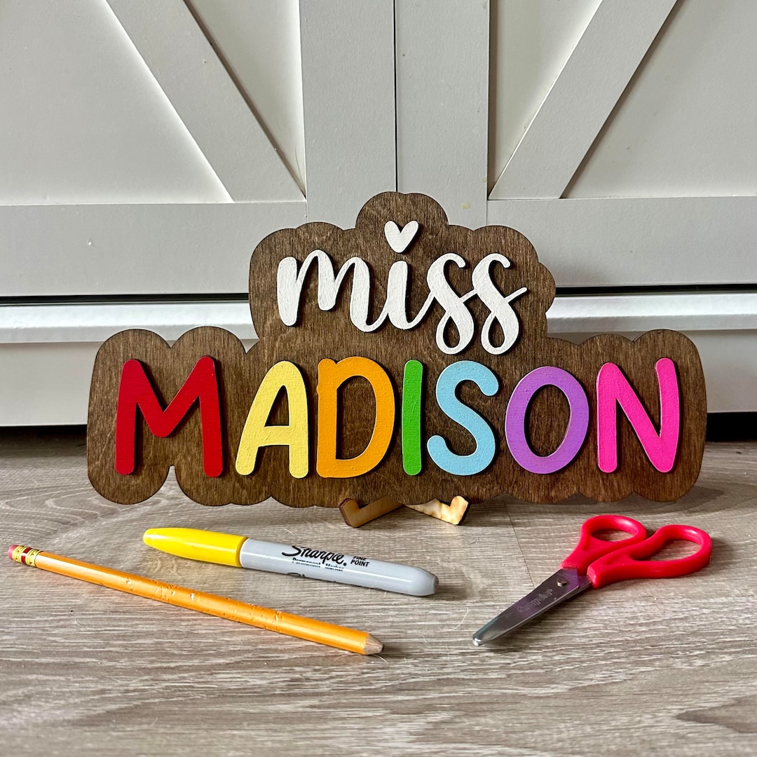 Custom Teacher Name Sign: 3D Rainbow Classroom Decor - Etsy