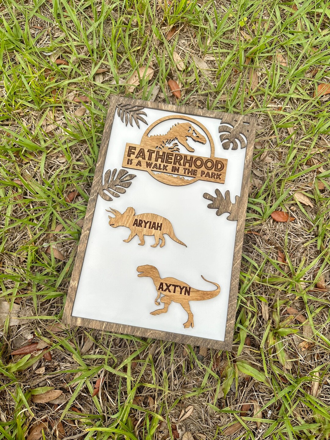 Fatherhood is a Walk in Park Sign / Fathers Day Gift / Dinosaur Decor ...