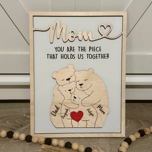 Bear Family Mother's Day Sign, Personalized Gift for Mom, Mom You Are ...