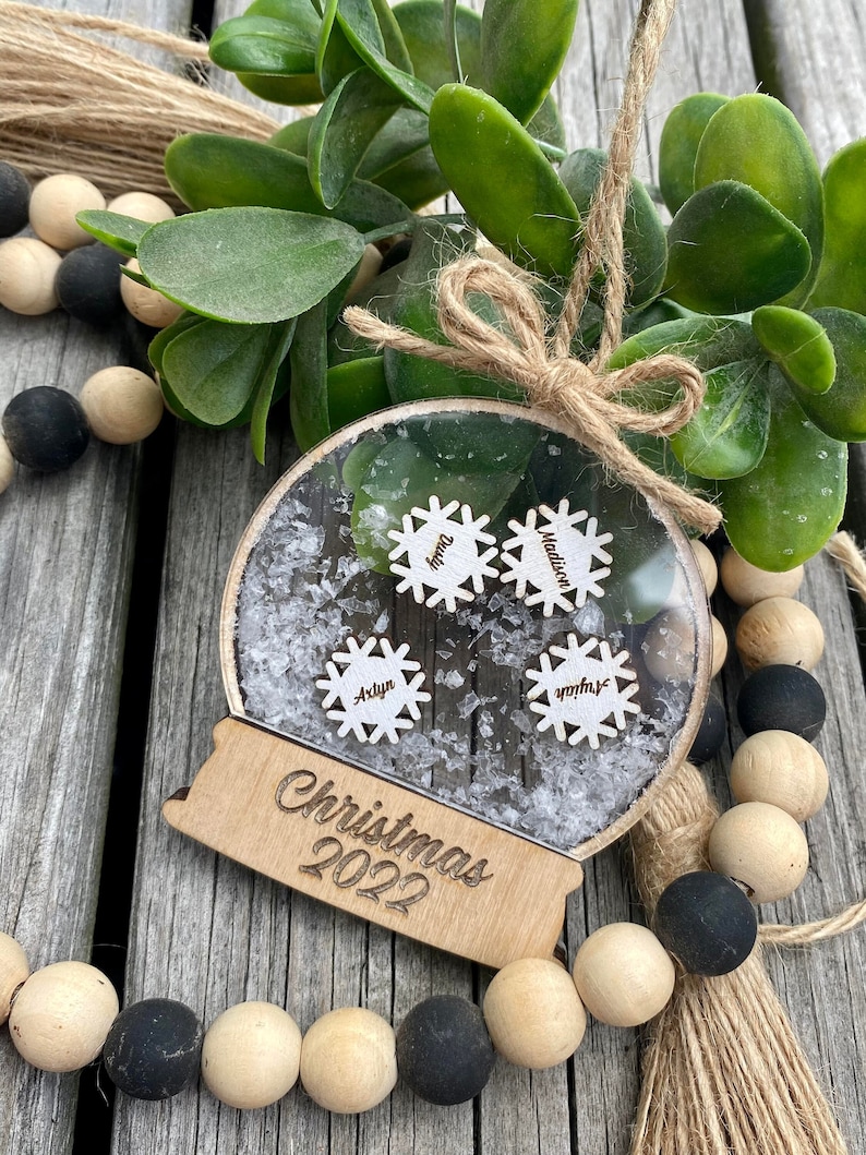 Snow Globe Family Ornament Snowflake Personalized Ornament - Etsy