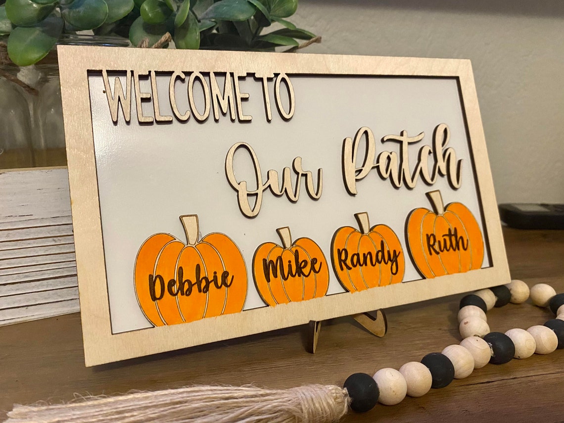 Personalized Welcome to Our Patch Sign / Fall Decor / Pumpkin - Etsy