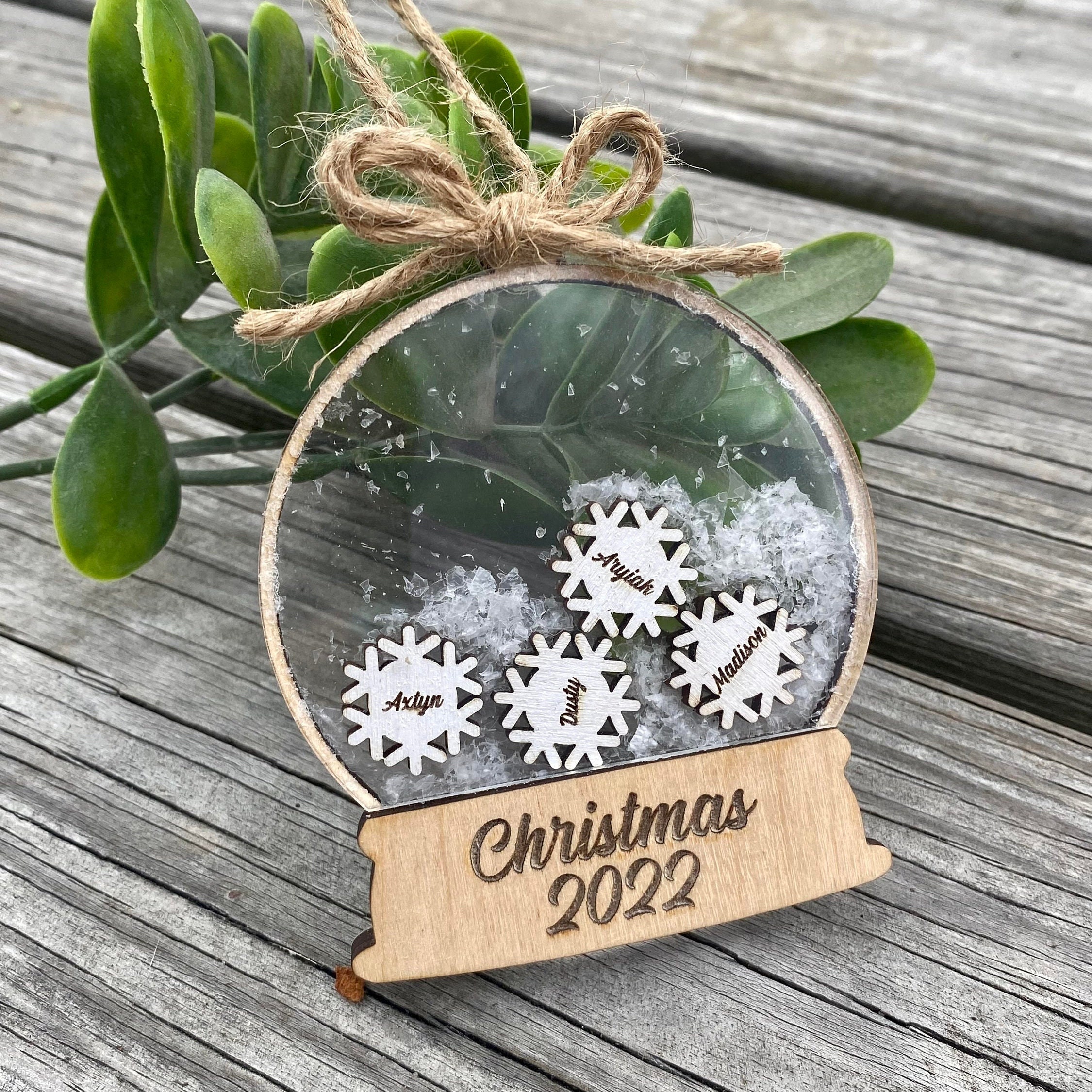 Snow Globe Family Ornament Snowflake Personalized Ornament - Etsy