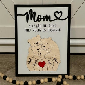 Bear Family Mother's Day Sign, Personalized Gift for Mom, Mom You Are ...