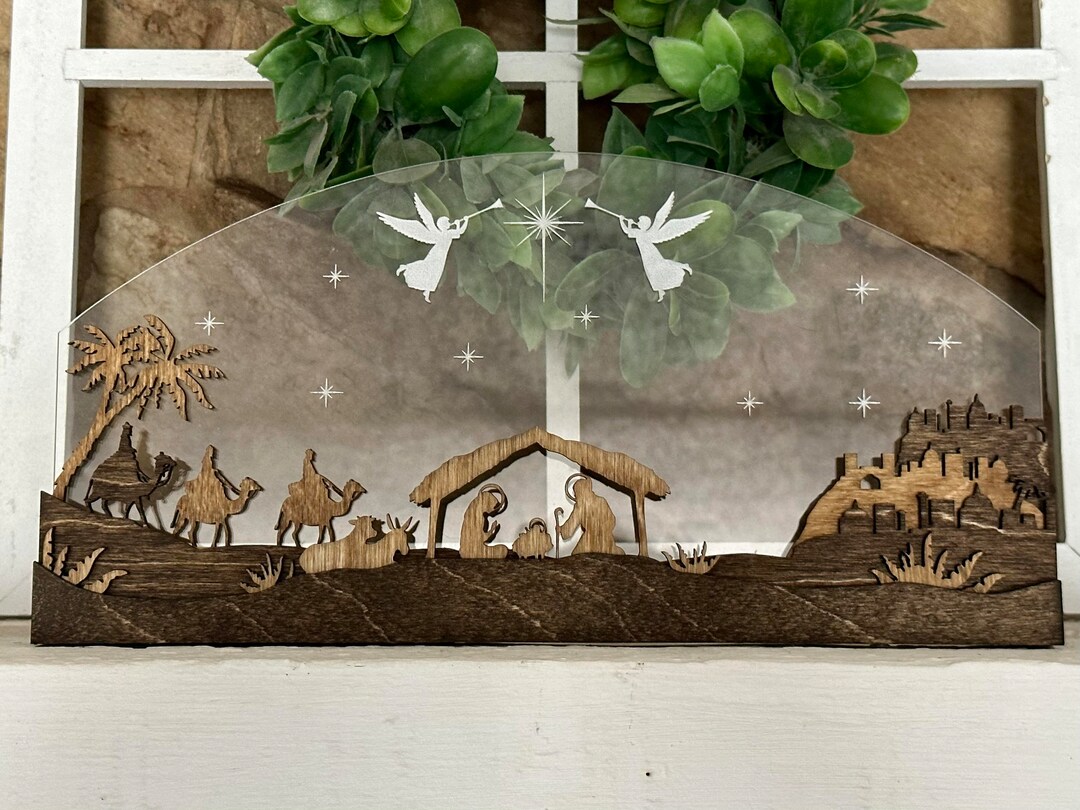 Nativity Scene Display / Manger Scene Tabletop Decor / Mantle ...
