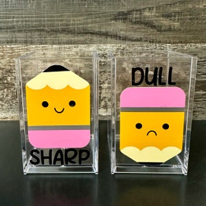 Sharp & Dull Pencil Holders: Teacher Desk Organizer Set - Etsy