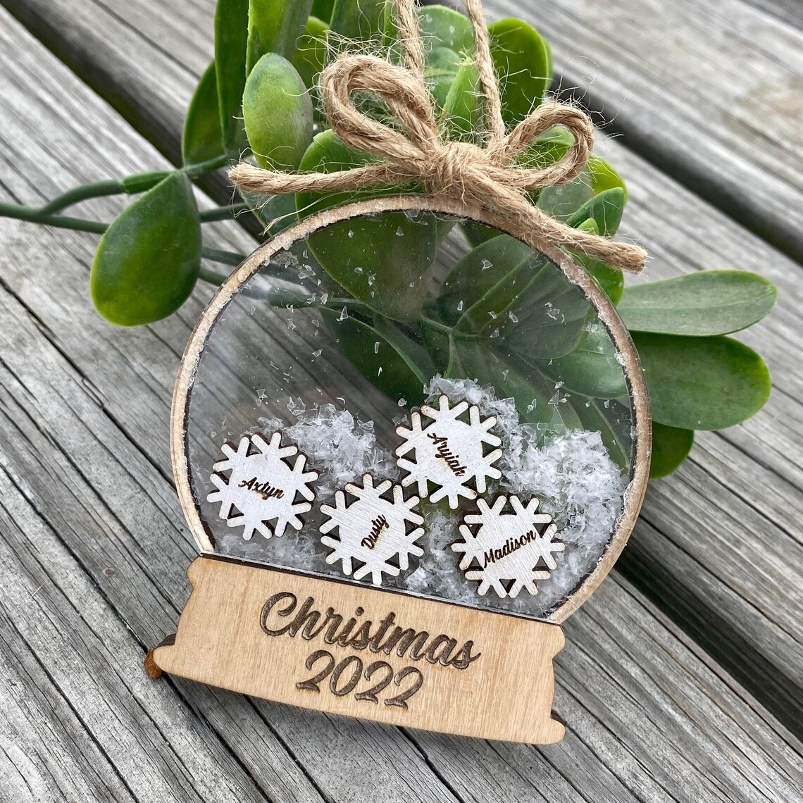 Snow Globe Family Ornament Snowflake Personalized Ornament - Etsy