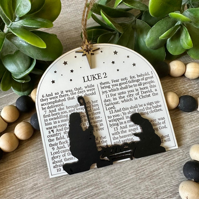 Luke 2 Nativity Ornament: Laser Cut Birch Wood Christmas Decor - Etsy