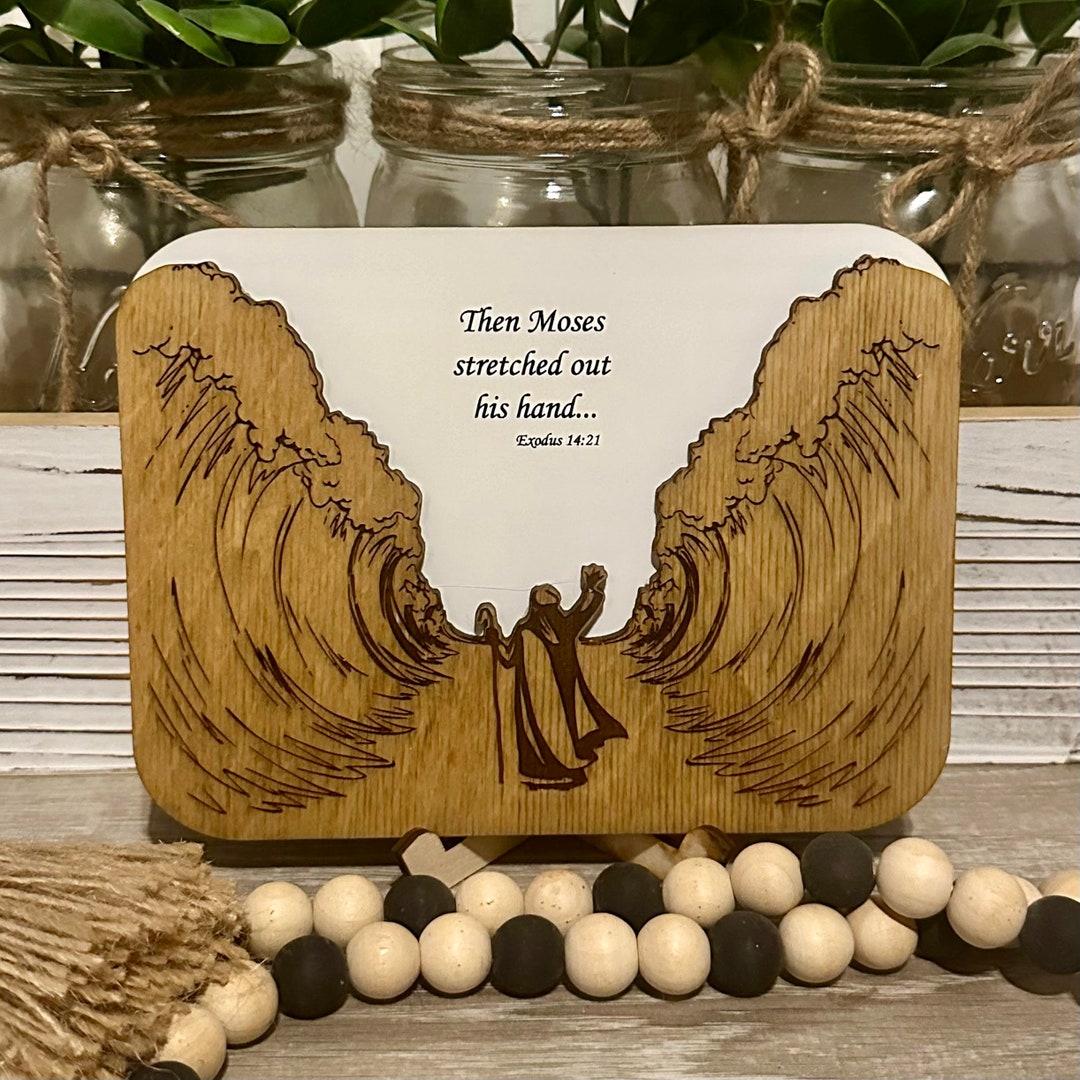 Then Moses Stretched Out His Hand, Exodus 14:21, Religious Wooden Sign ...