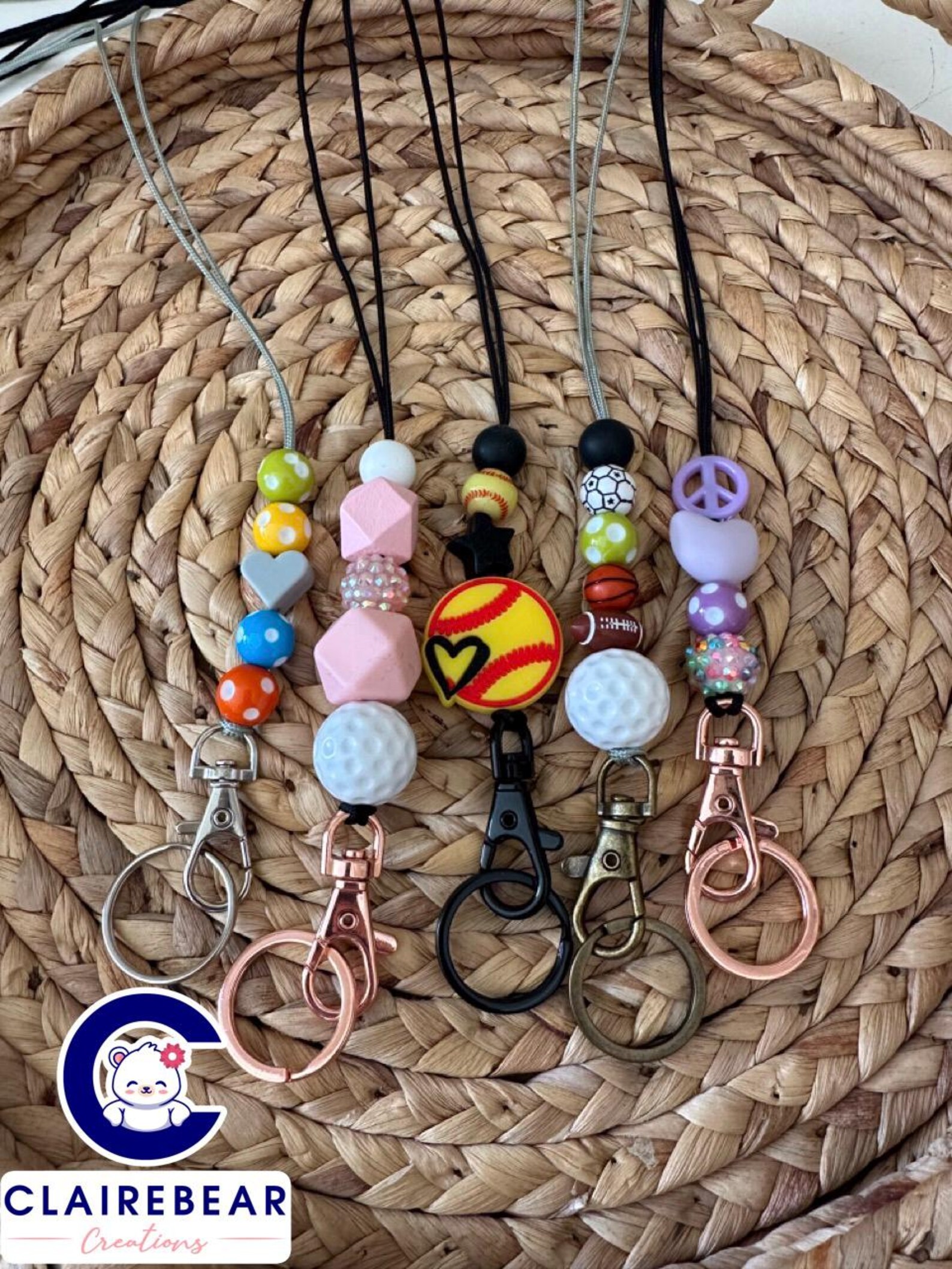 Sports-style Beaded Lanyard, Pickleball Lanyard, Golf Lanyard, ID ...