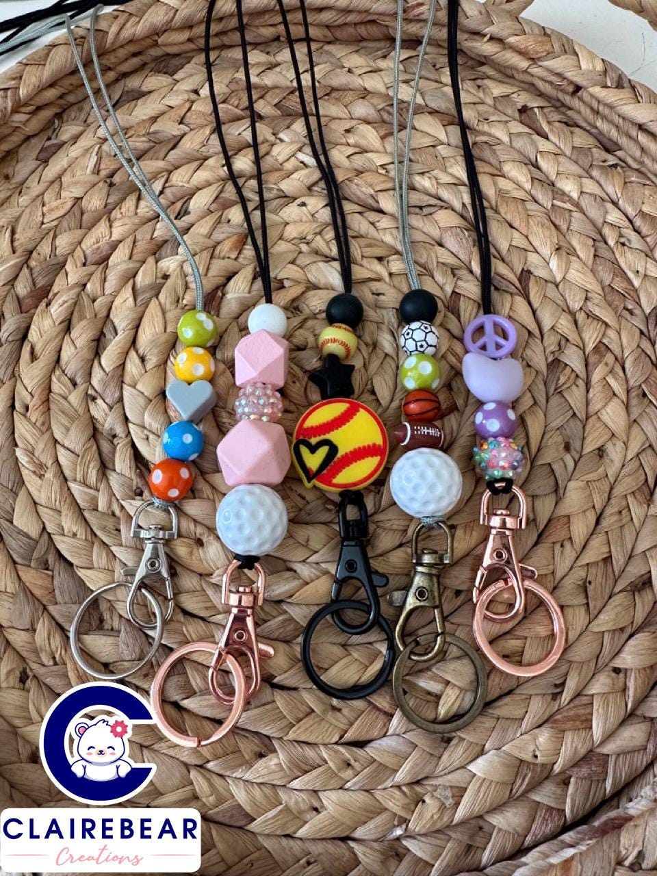 Sports-style Beaded Lanyard, Pickleball Lanyard, Golf Lanyard, ID ...