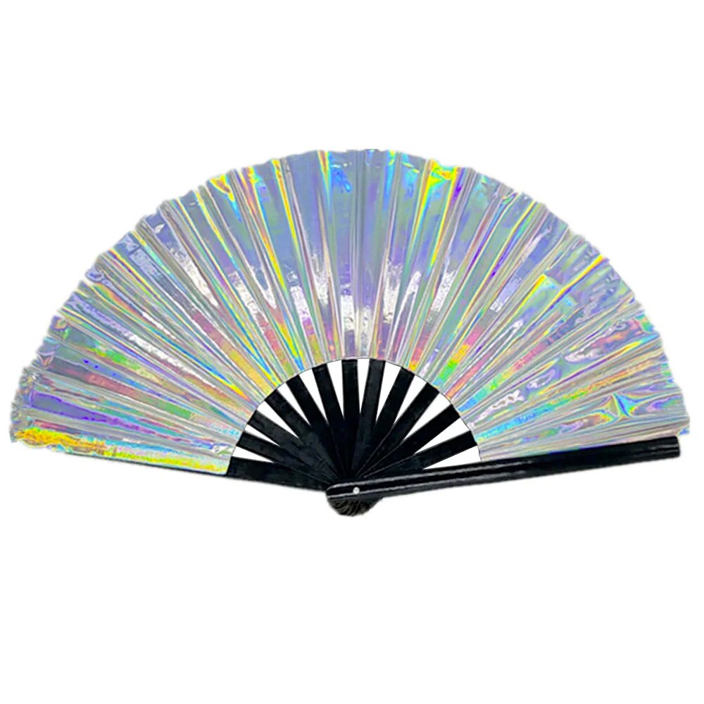 Holographic Bamboo Cracking Fan Large 33cm silver - Etsy UK